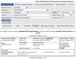 Spec-Net Building Index - Projects Database