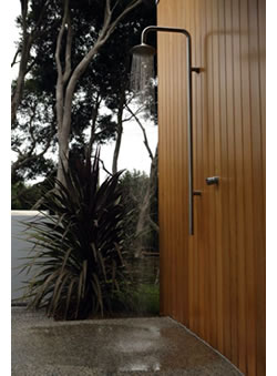 Stainless steel Monsoon showers from Sussex Taps