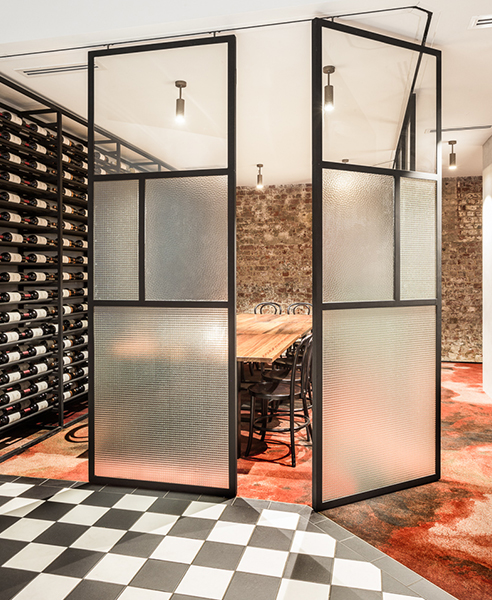 Top Hung Sliding Textured Glass Panels - Stackadoor 200 by Brio